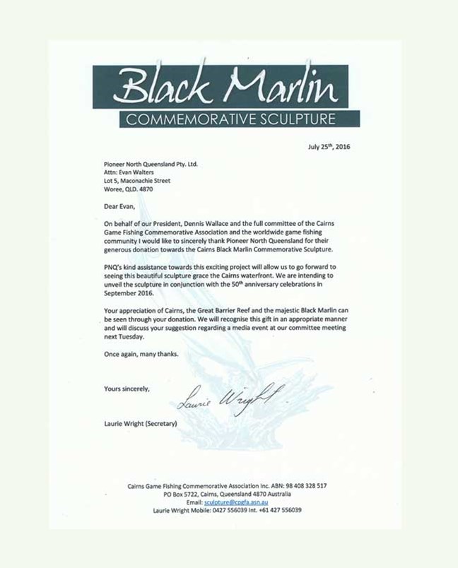 Black Marlin Commemorative Sculpture Black Marlin Commemorative Sculpture